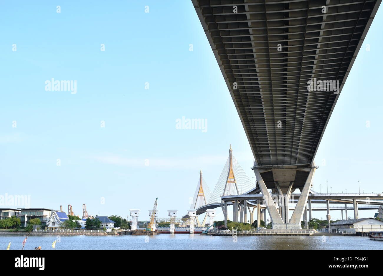 Bangkok Thailand May 5 ,2019: Bhumibol bridge or bridge of industrial ...