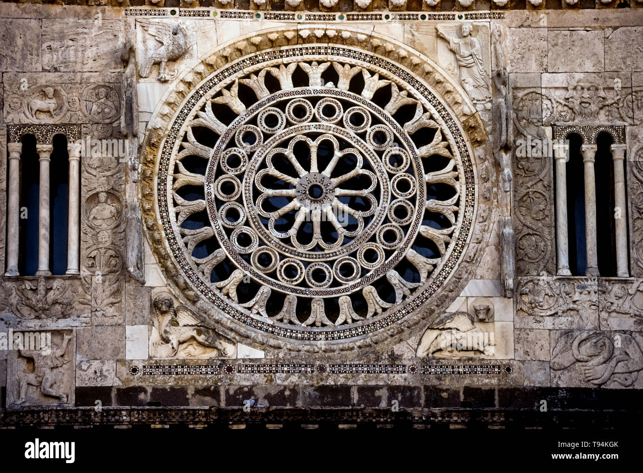 Tuscania, the marble rose window of the church of Saint Peter in ...