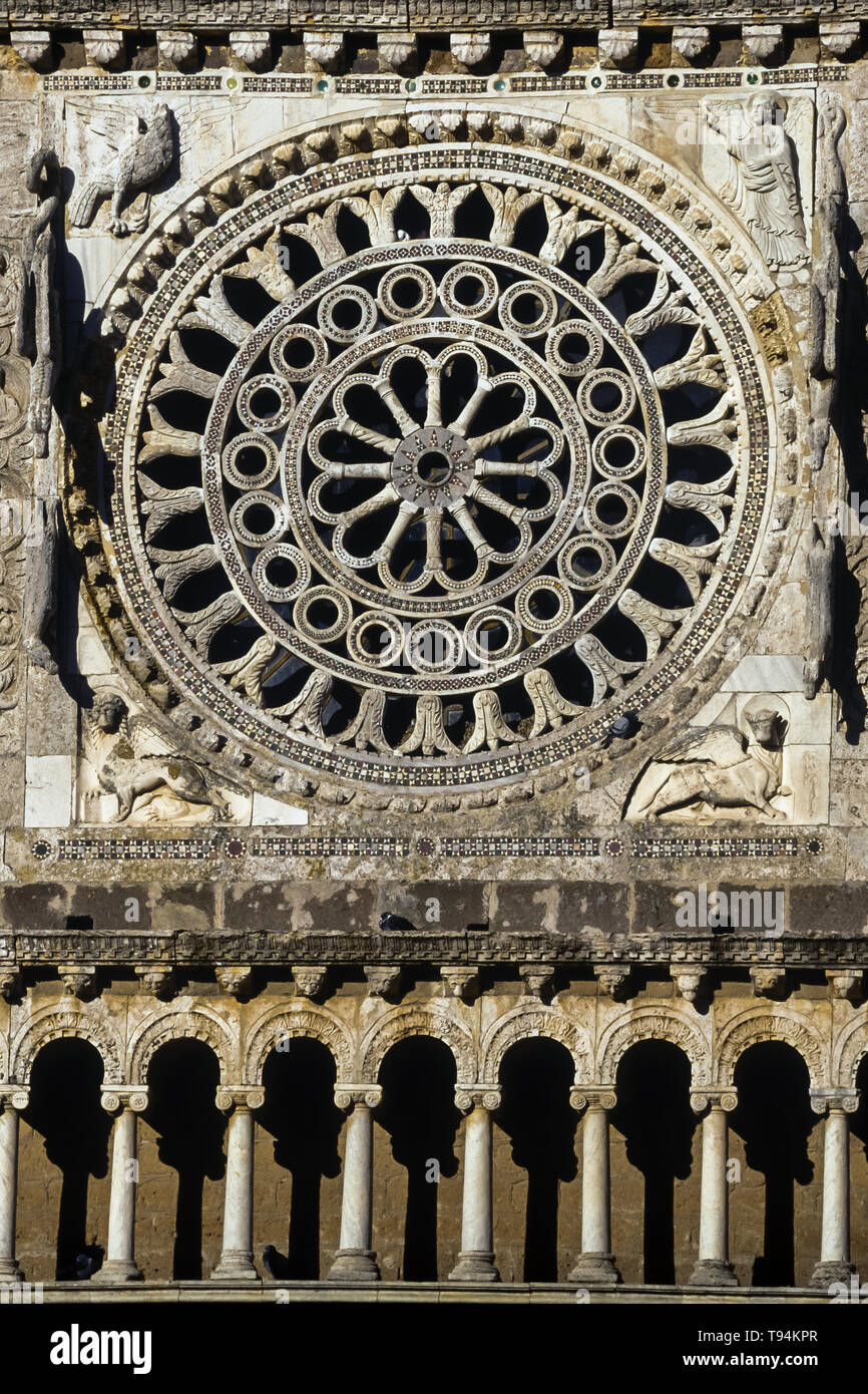 Tuscania, the marble rose window of the church of Saint Peter in ...