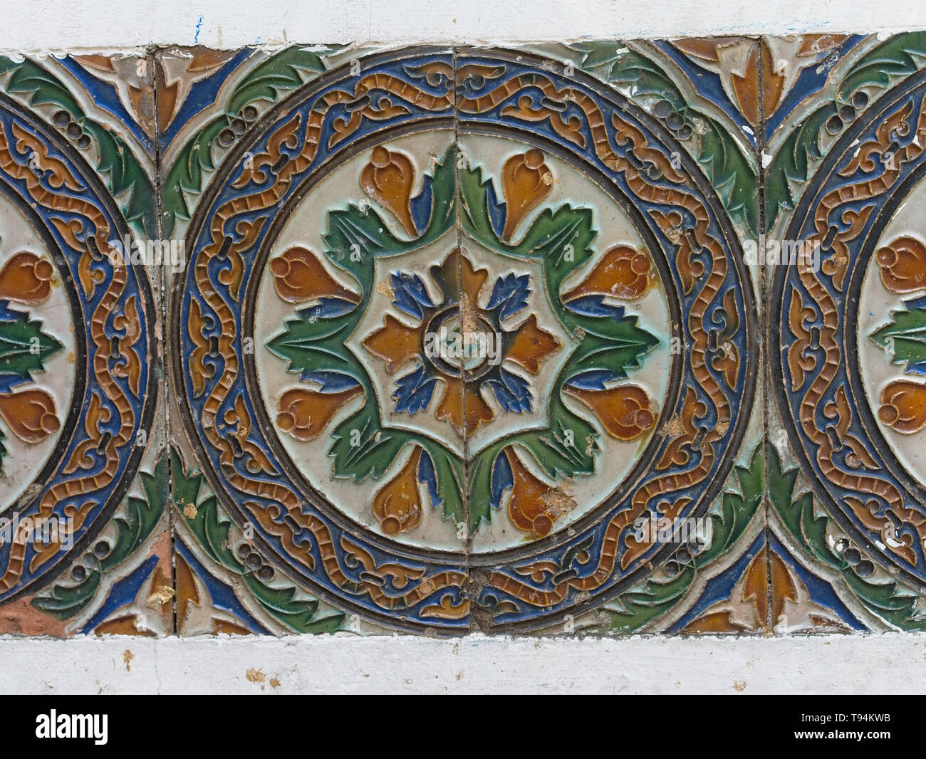 Details of beautiful Valencia style ceramic tiles at the garden of the ...