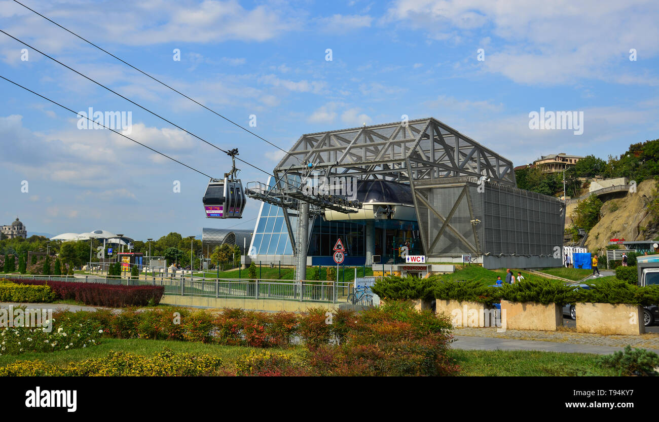 Tbilisi, Georgia - Sep 22, 2018. Cable car station in Tbilisi, Georgia ...