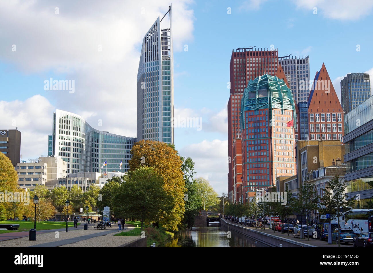 The city centre of the Hague, Netherlands, seen from the West, with a ...
