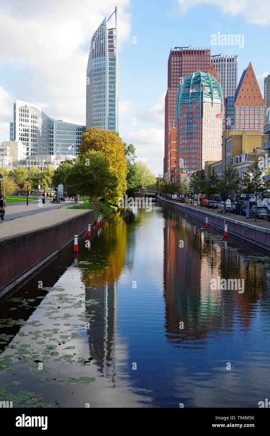 The city centre of the Hague, Netherlands, seen from the West, with a ...