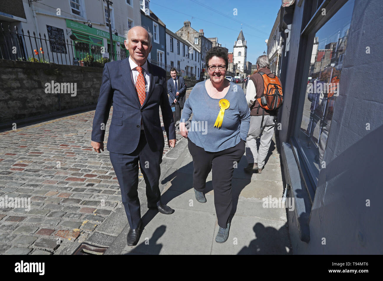 Liberal Democrat leader Vince Cable with candidate Sheila Ritchie while ...
