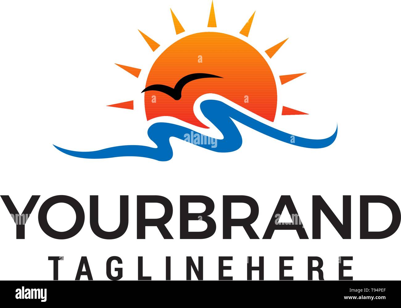 sun beach logo design concept template vector Stock Vector Image & Art ...