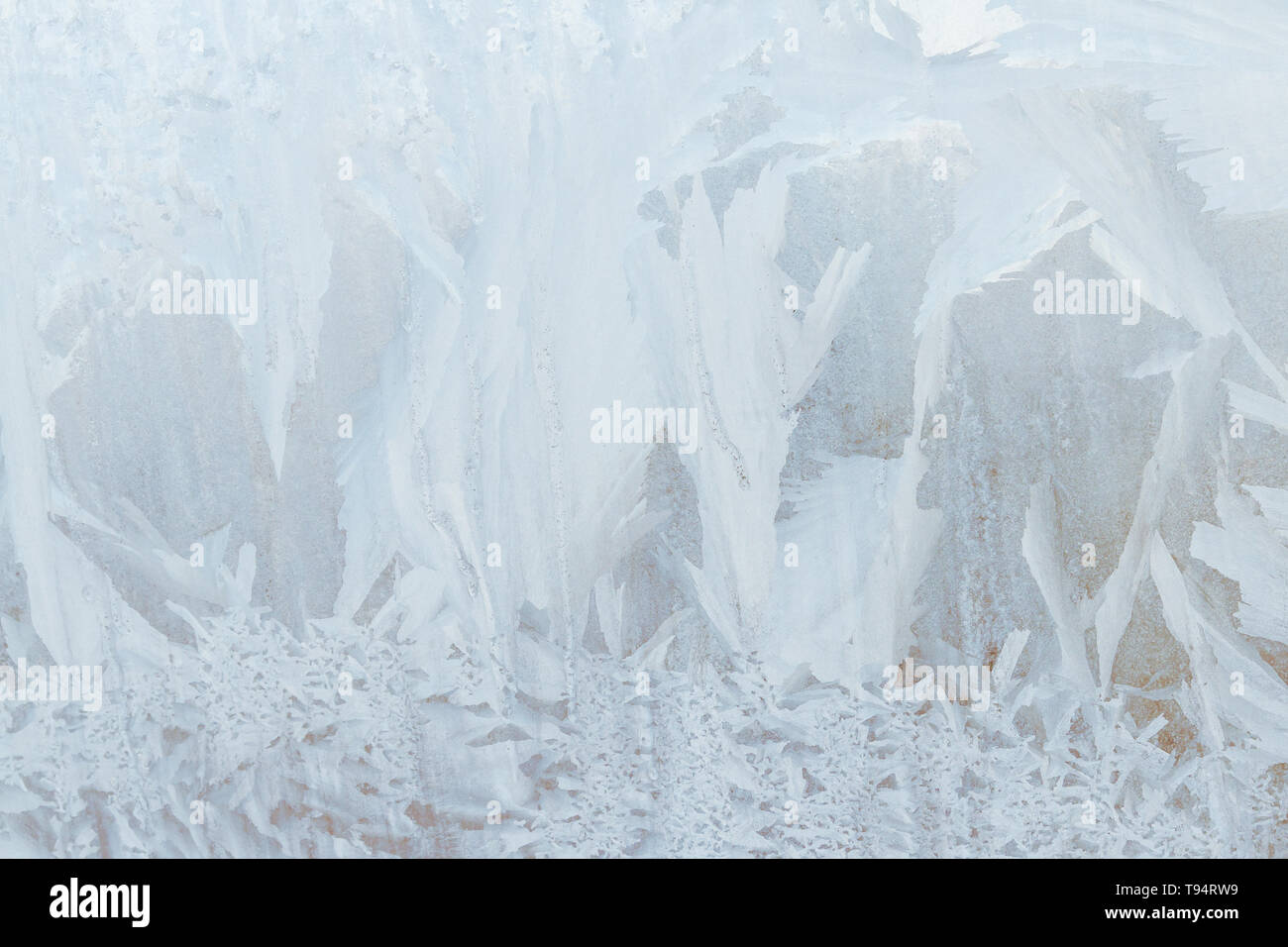 Frosty patterns on a frozen ice box in the early morning Stock Photo ...