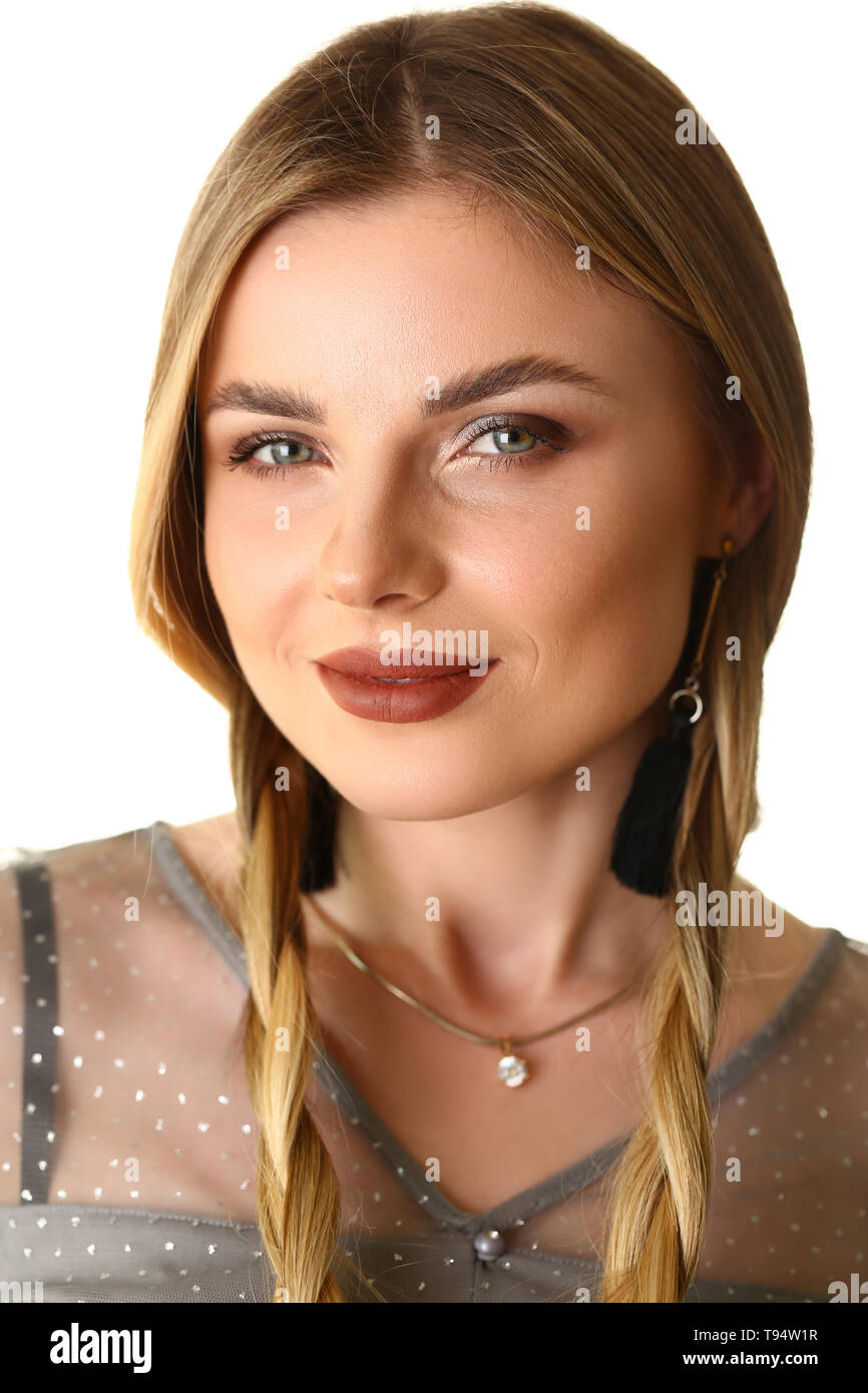Pretty Caucasian Female Model Promotion Shooting Stock Photo - Alamy