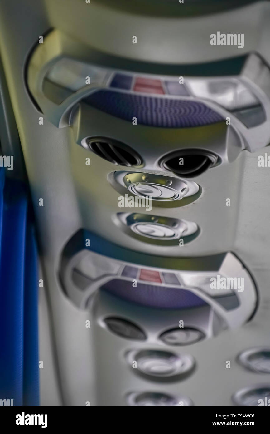 The airconditioning ducts in the interior of a touring bus Stock Photo ...