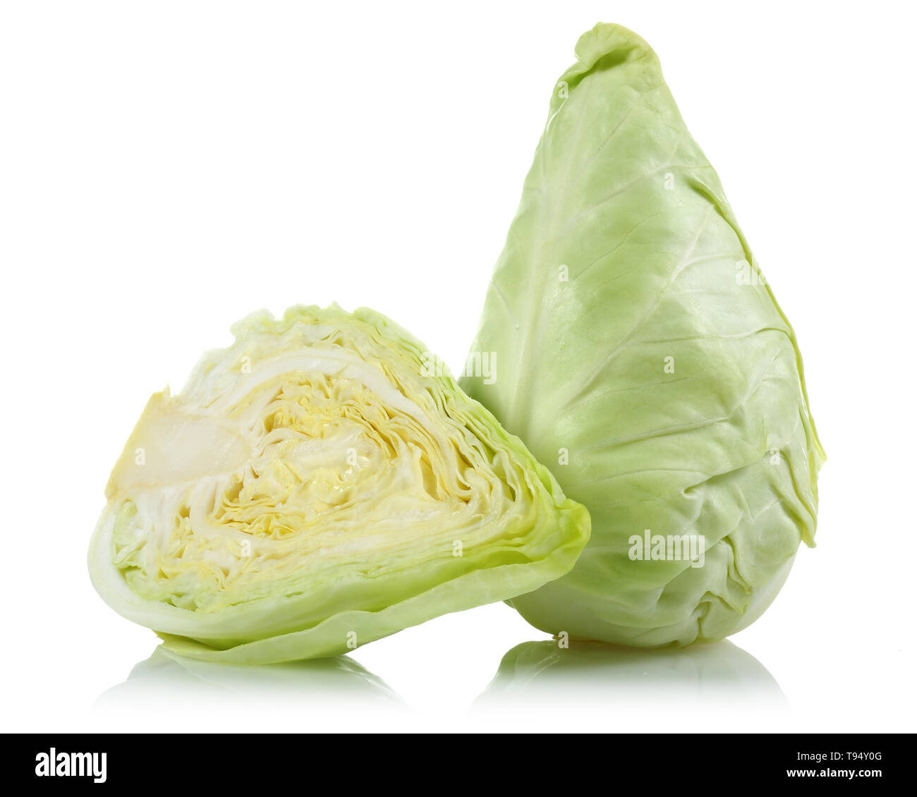 Fresh green cabbage isolated on white background Stock Photo - Alamy