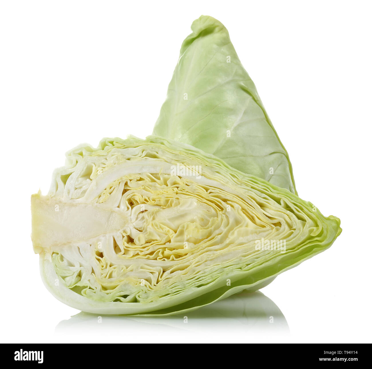 Fresh green cabbage isolated on white background Stock Photo - Alamy