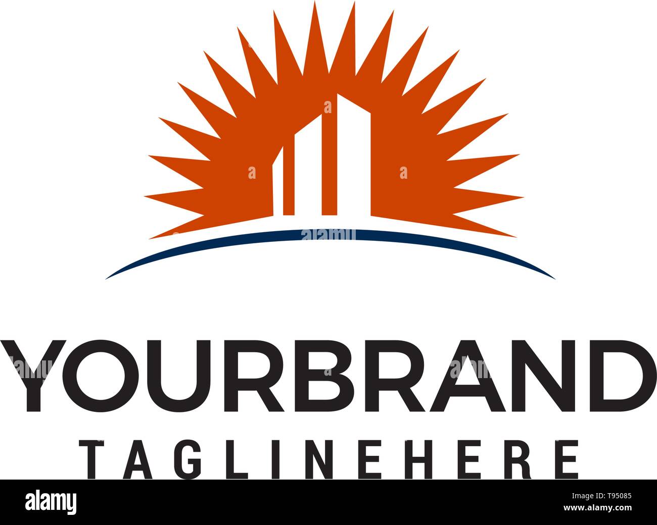 building with sun logo design concept template vector Stock Vector ...