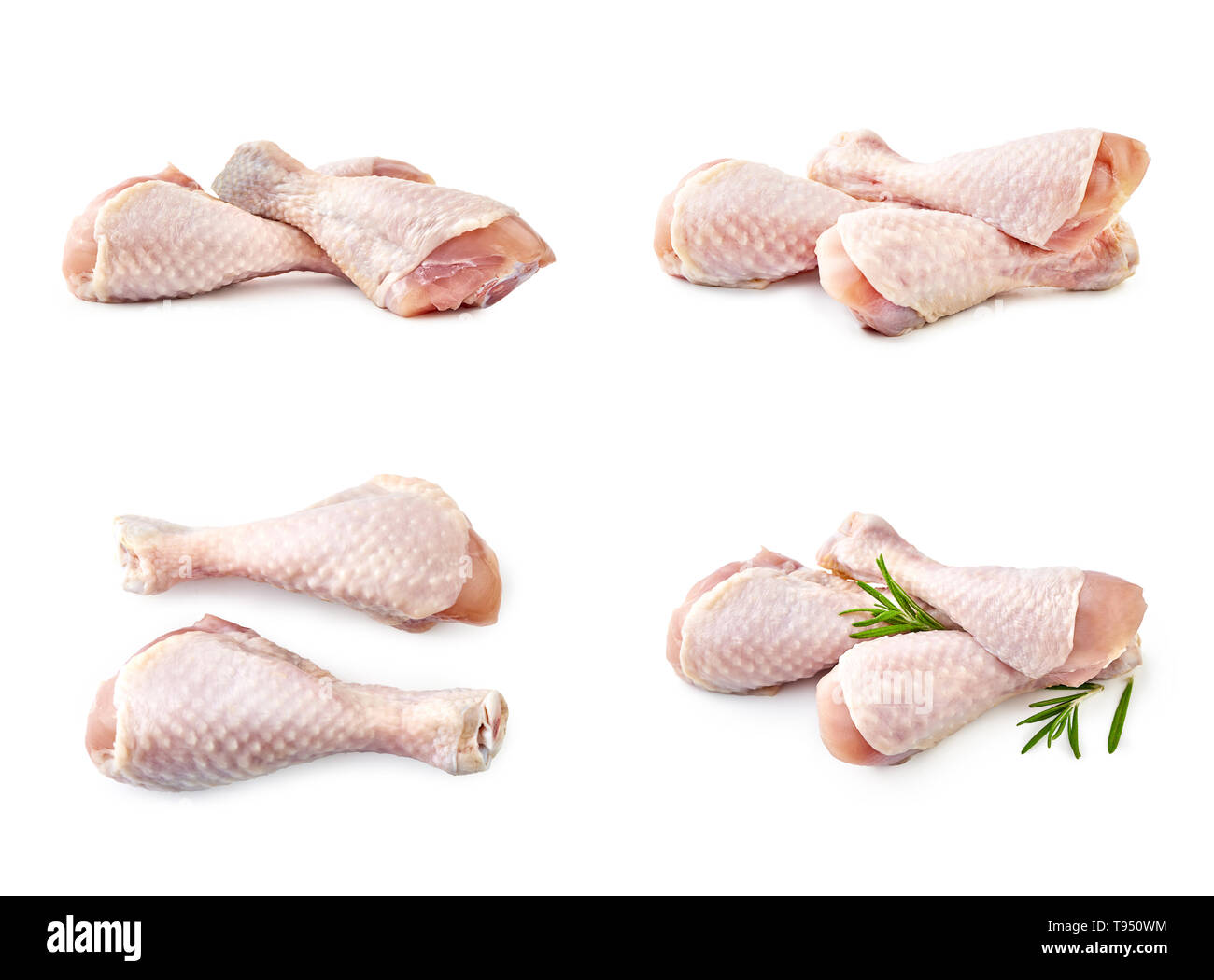 Set of Raw chicken legs isolated on white background Stock Photo - Alamy