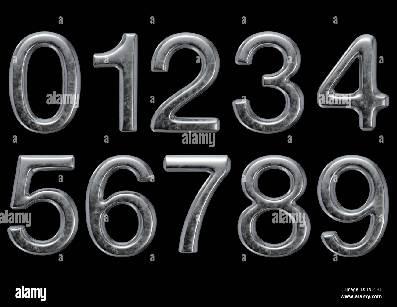 3D Render Set of Beveled Metal Alphabet, isolated on black background ...