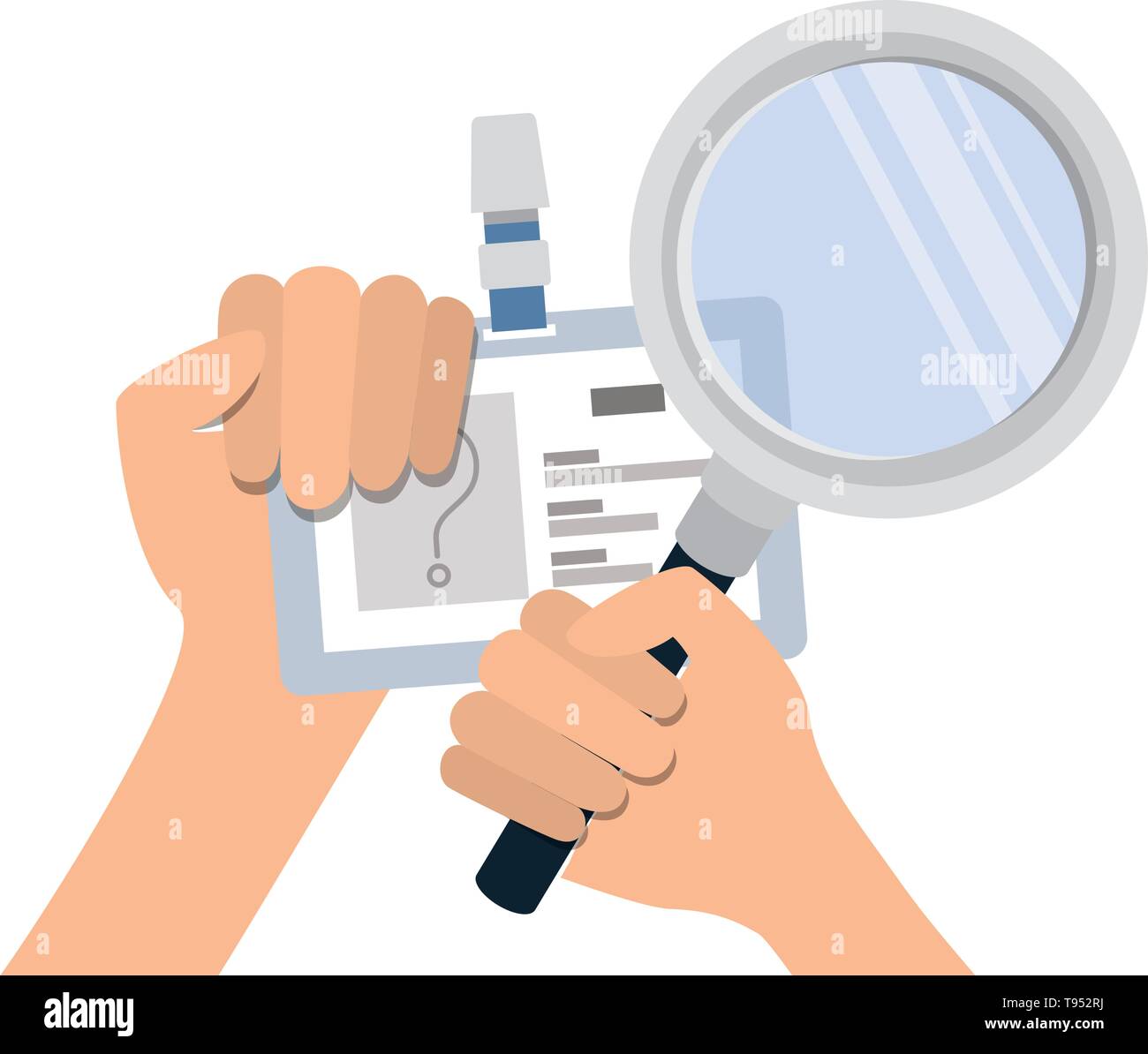 hands with identification card and magnifying glass Stock Vector Image ...