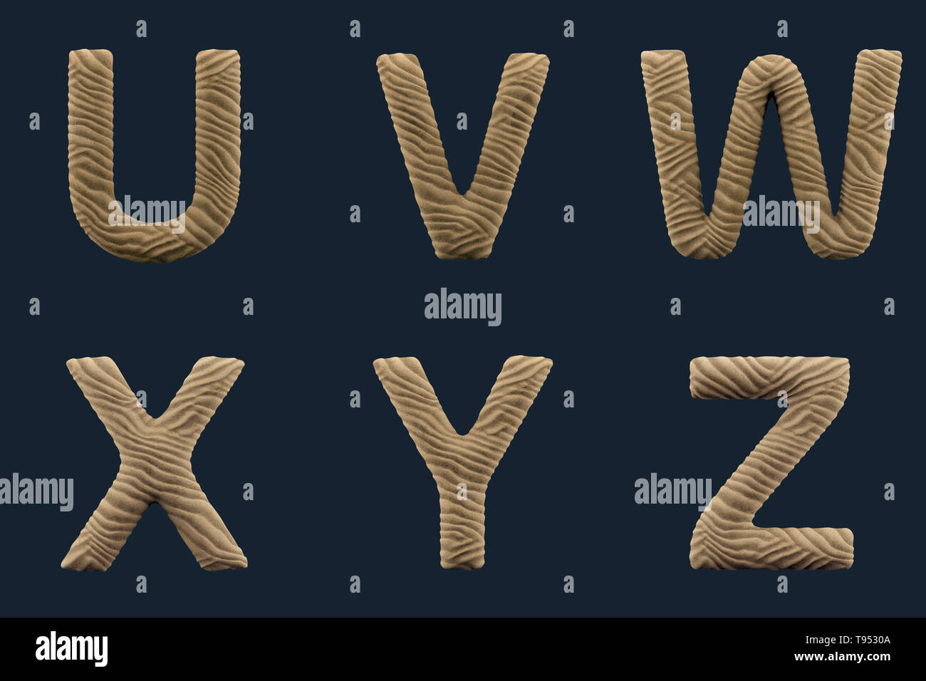 3D Render of Sand Alphabet (Letterns, Numbers). Including Clipping Path ...