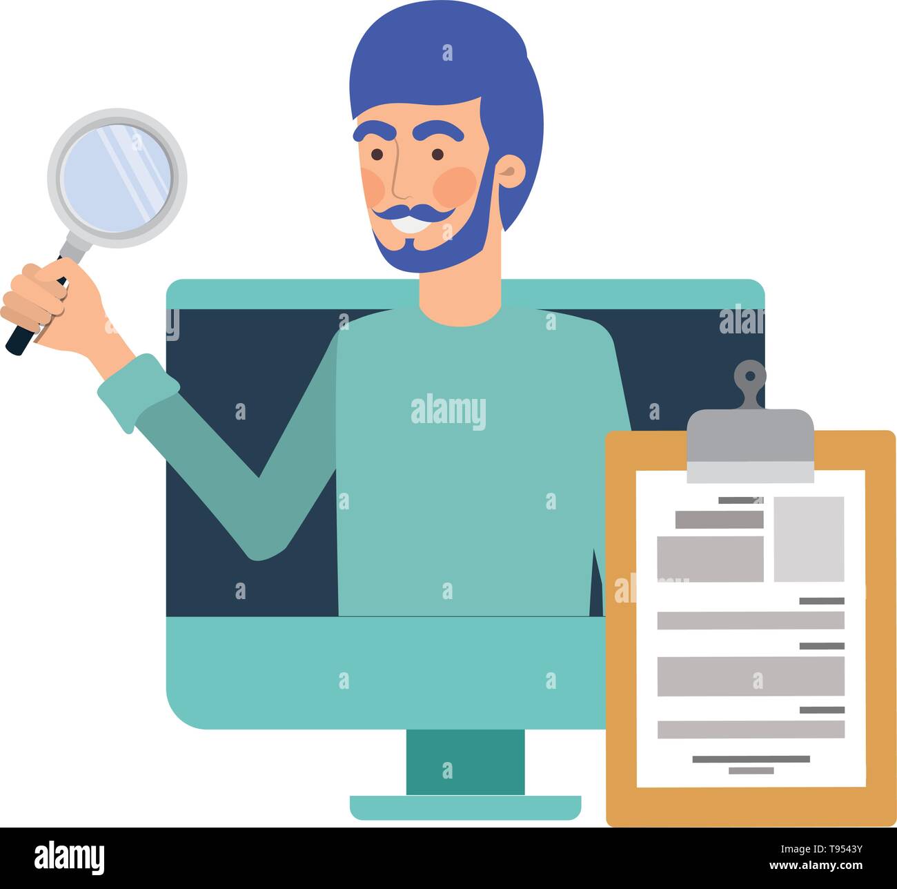 man on computer screen with white background Stock Vector Image & Art ...