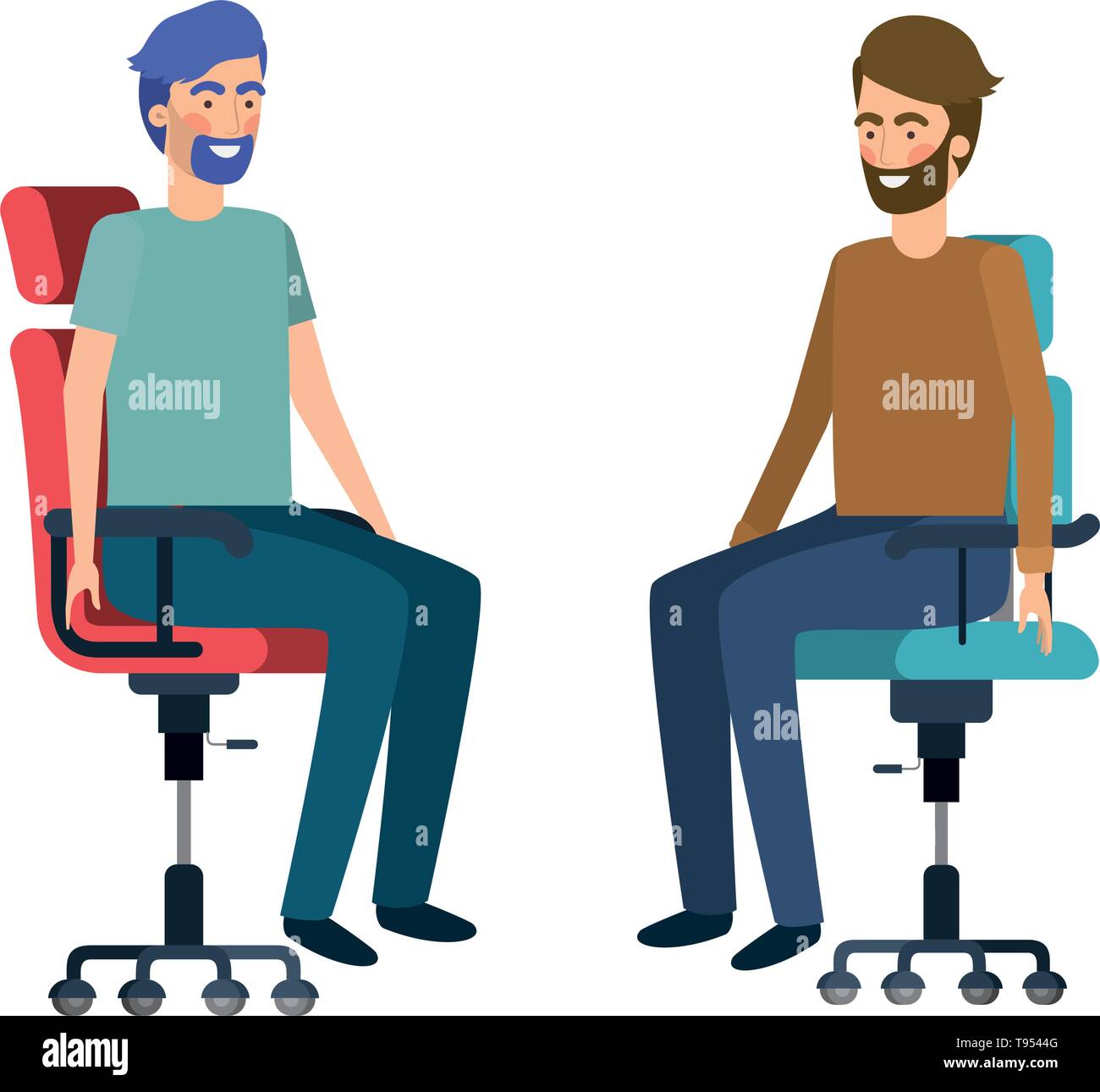 men with sitting in office chair avatar character Stock Vector Image ...