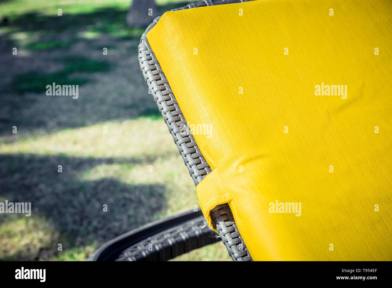 Yellow sun loungers Stock Photo - Alamy