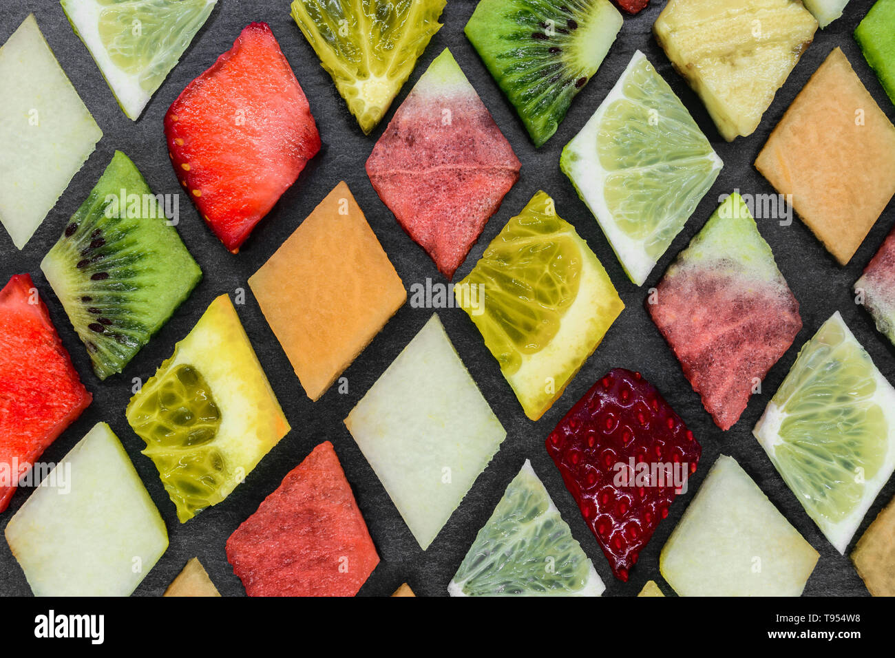 Abstract background composition of diamond shape various fruit puzzle ...
