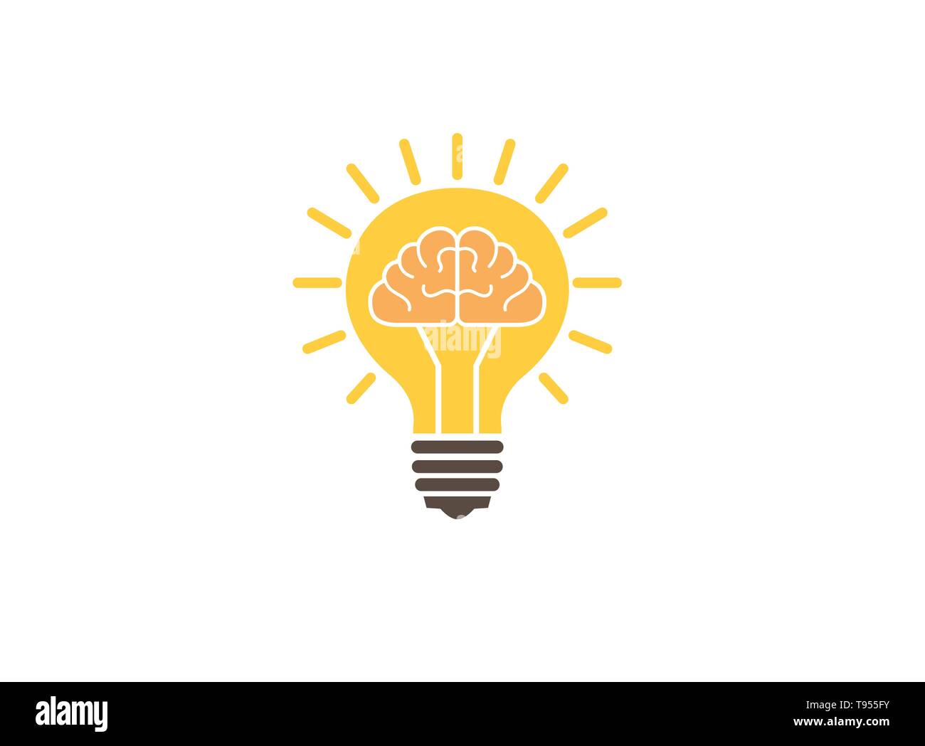 The brain inside a lamp light shining Idea for Logo Stock Vector Image ...