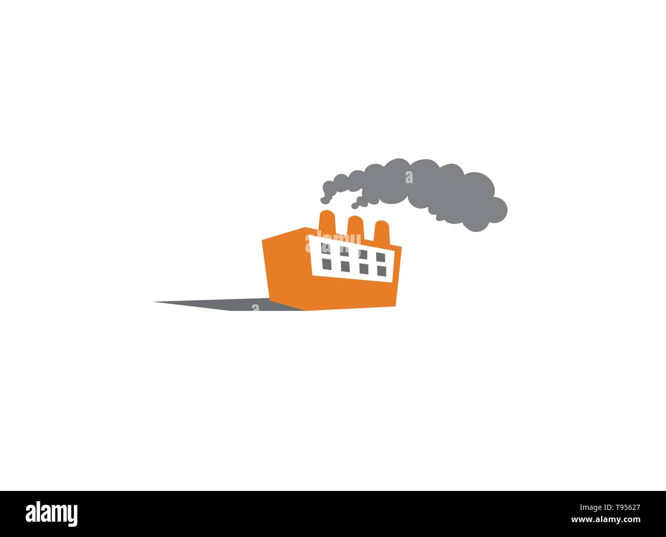 Factory pollution with thick smoke comes out of the chimneys logo ...