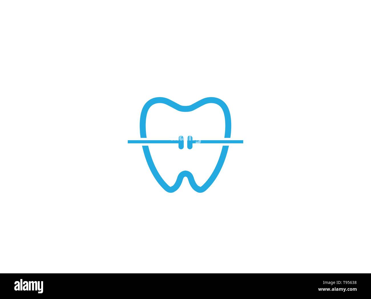 Tooth with dental wire for orthodontic for logo design Stock Vector ...