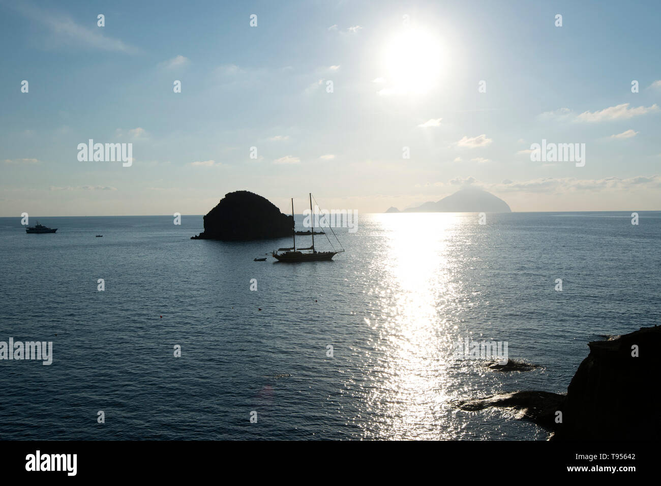 View of Filicudi Island from Salina, one of the Aeolian Islands off ...