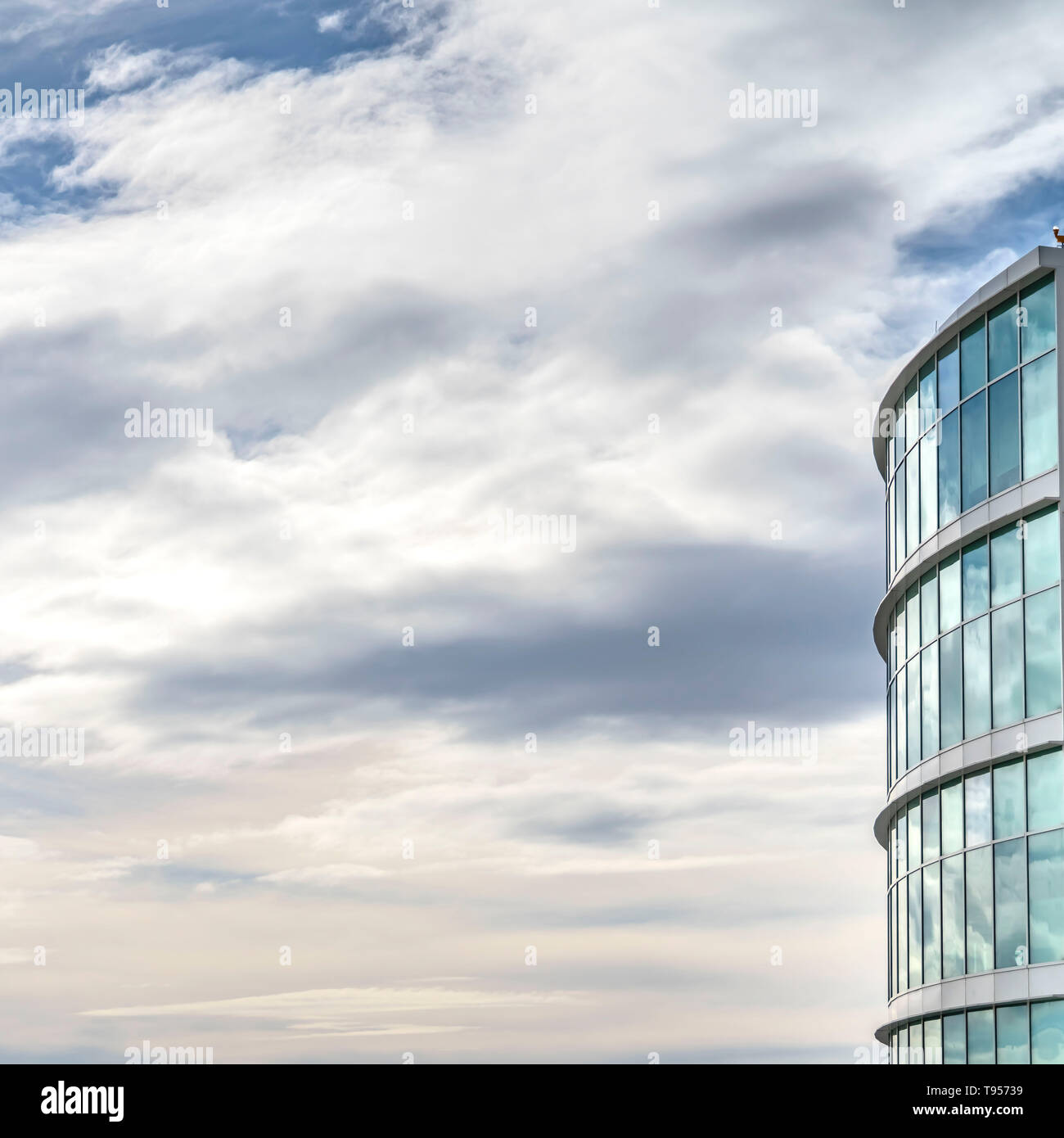 Clear Square Exterior of a modern building with shiny and reflective ...