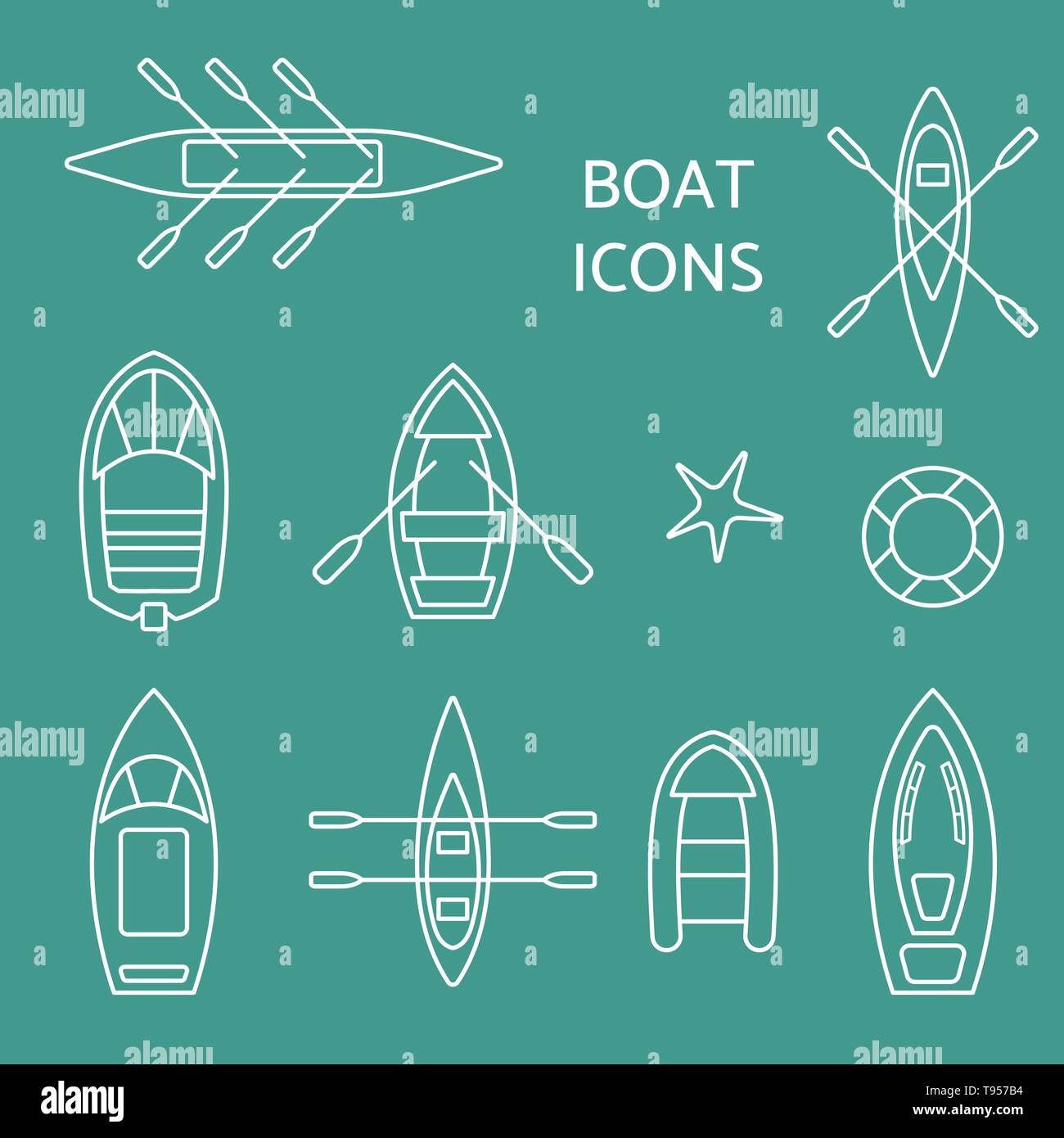 Boat icons outline set Stock Vector Image & Art - Alamy