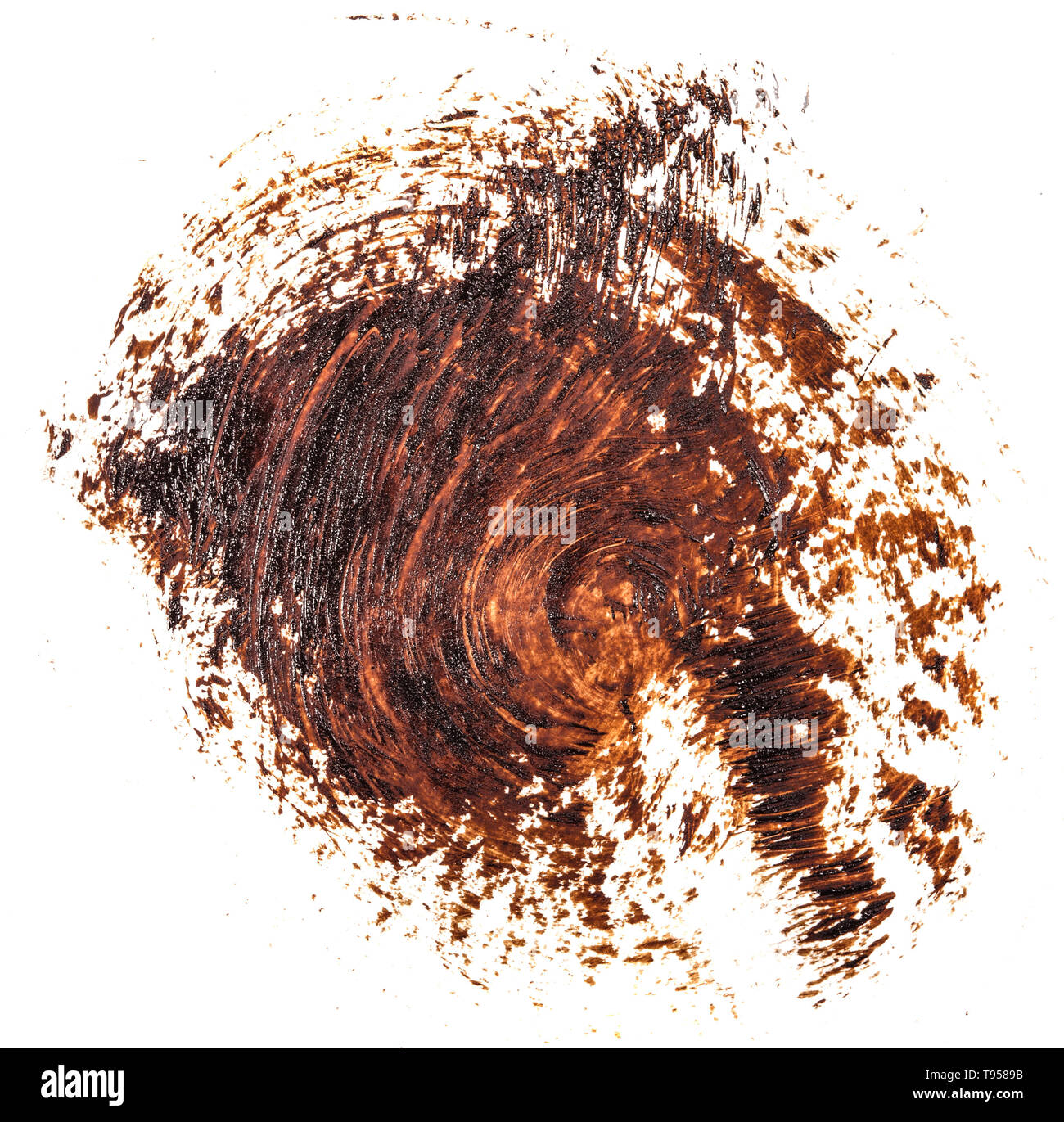 Stain of oil brown paint on white Stock Photo - Alamy