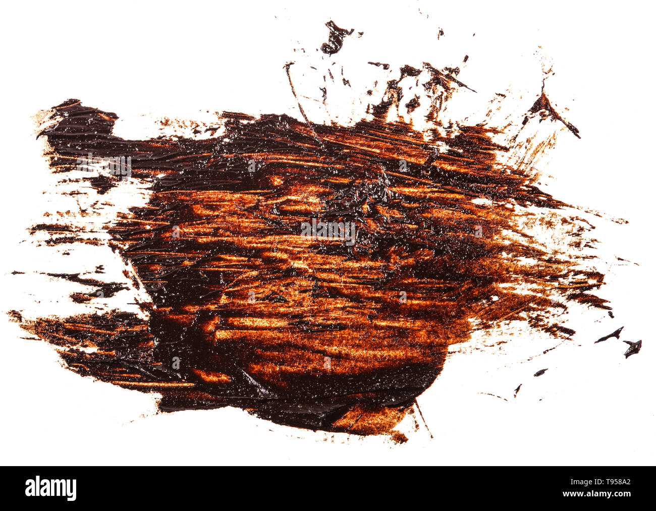 Stain of oil brown paint on white Stock Photo - Alamy