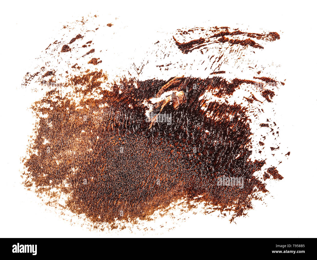 Stain of oil brown paint on white Stock Photo - Alamy