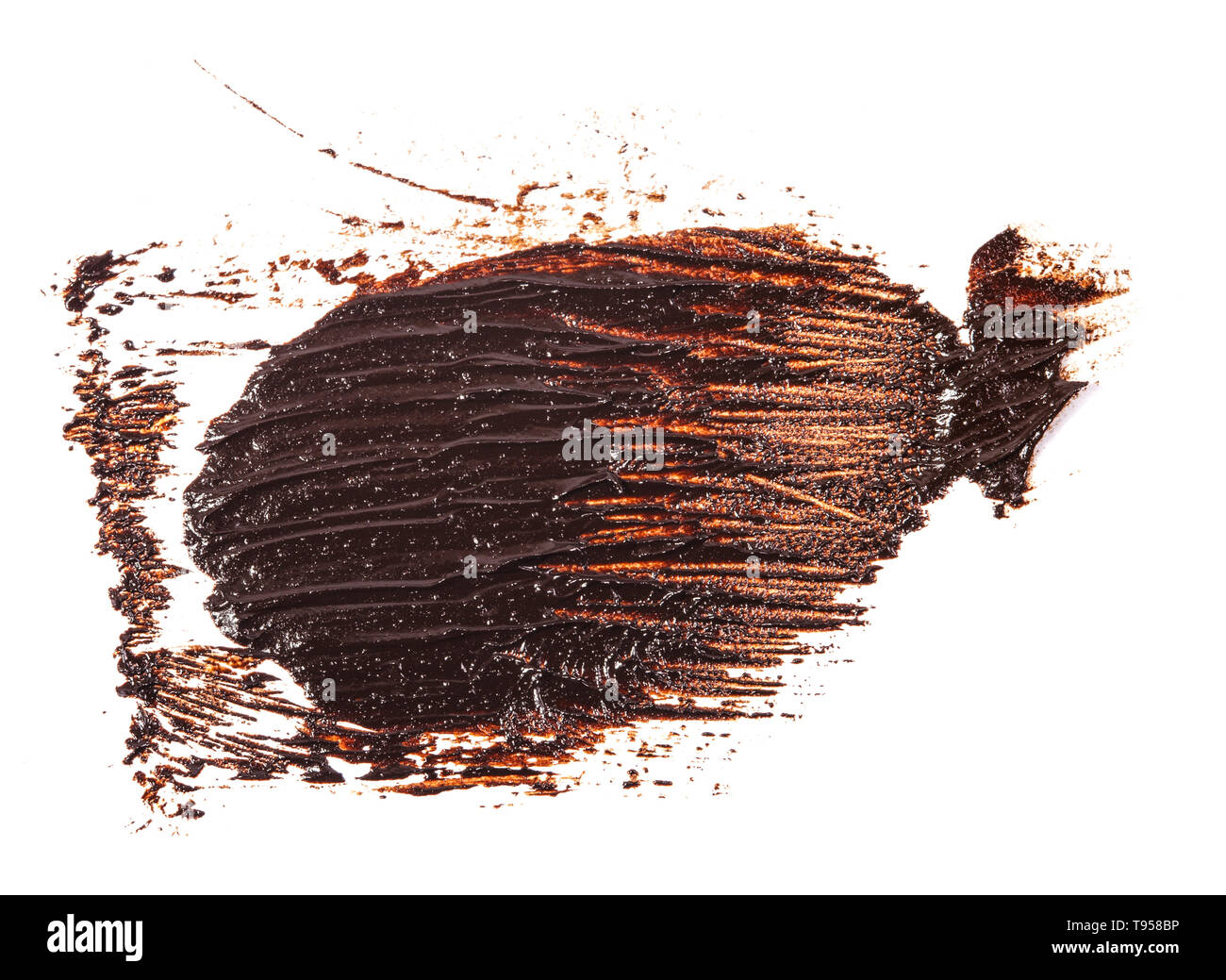 Stain of oil brown paint on white Stock Photo - Alamy