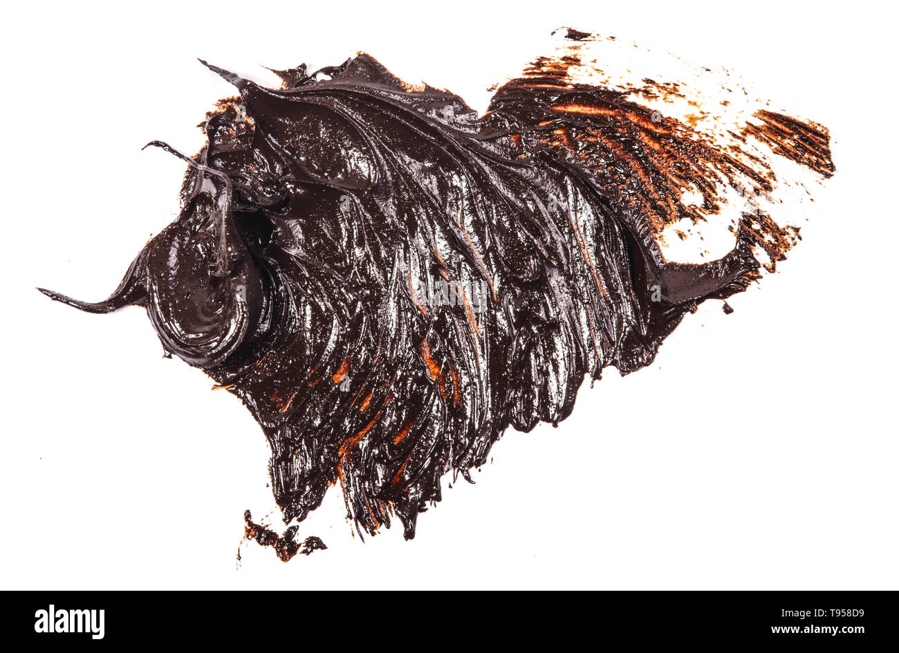 Stain of oil brown paint on white Stock Photo - Alamy