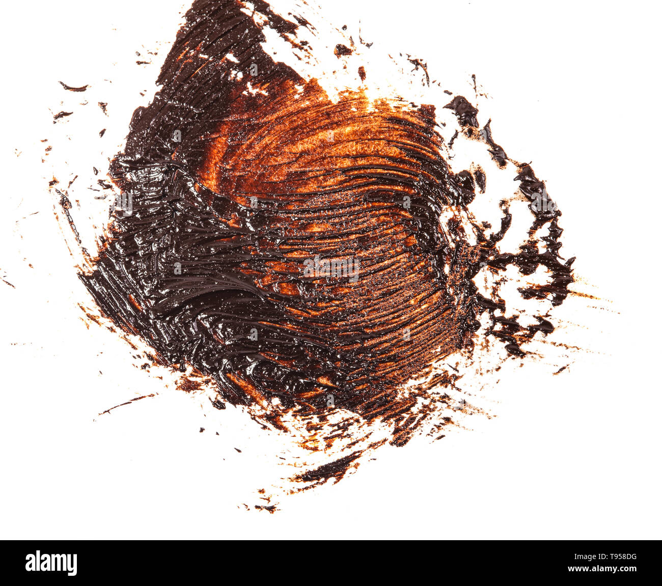 Stain of oil brown paint on white Stock Photo - Alamy