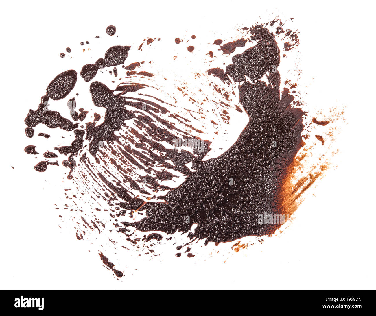 Stain of oil brown paint on white Stock Photo - Alamy