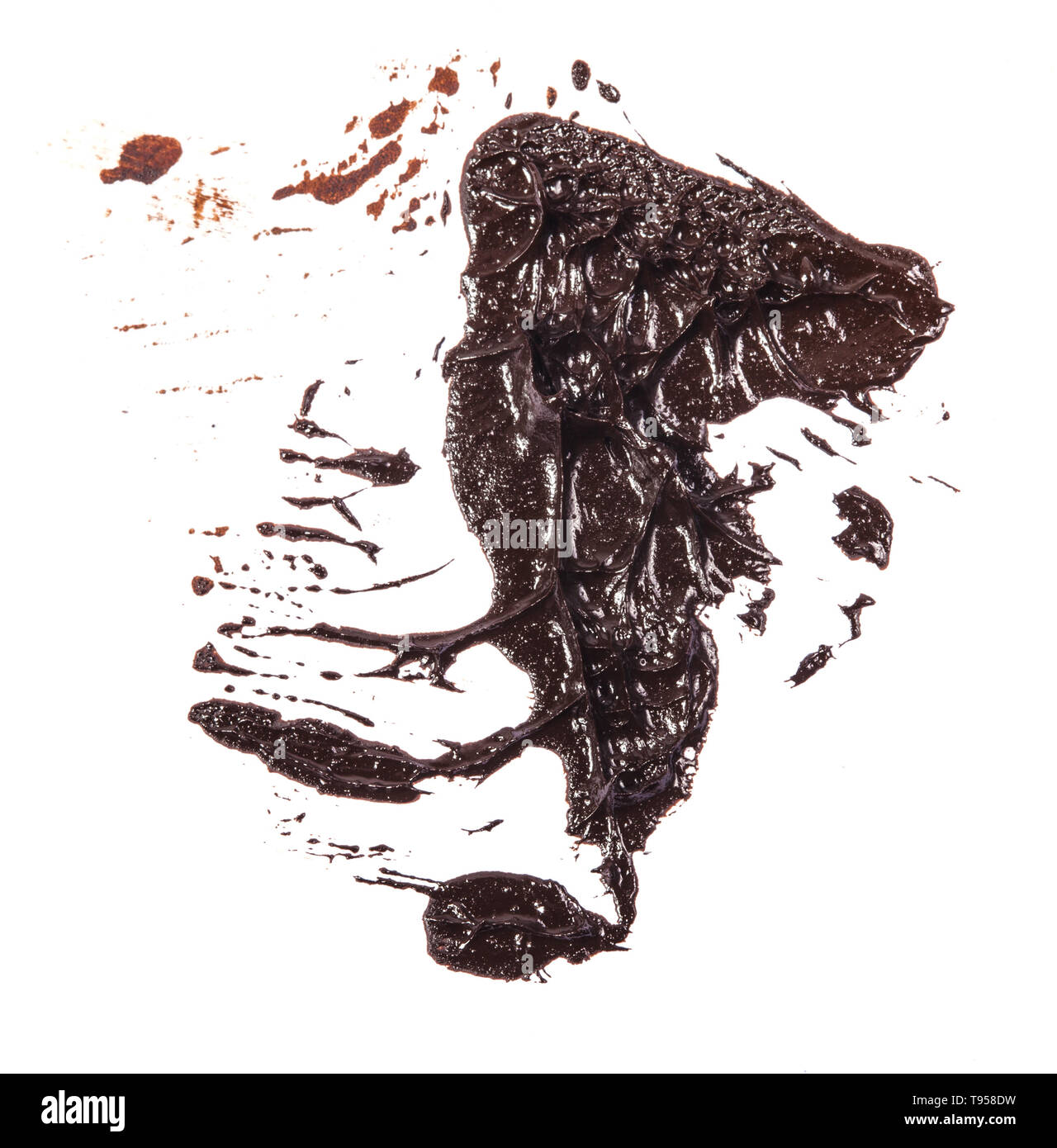 Stain of oil brown paint on white Stock Photo - Alamy