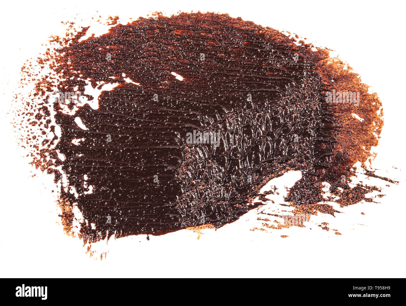 Stain of oil brown paint on white Stock Photo - Alamy