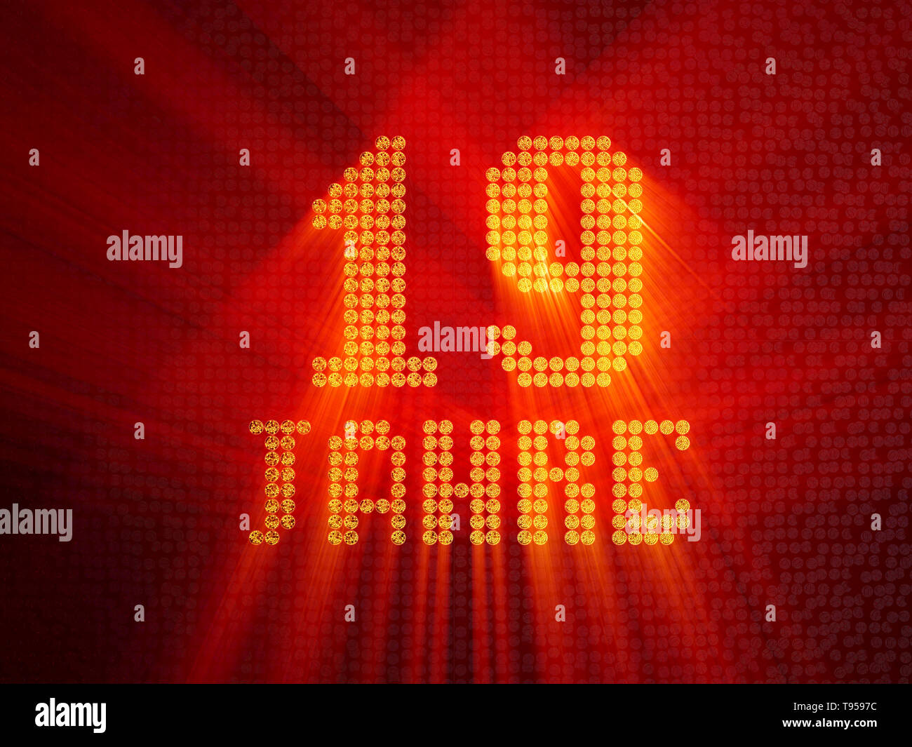 German golden number nineteen years (number 19 years) dotted font, top ...