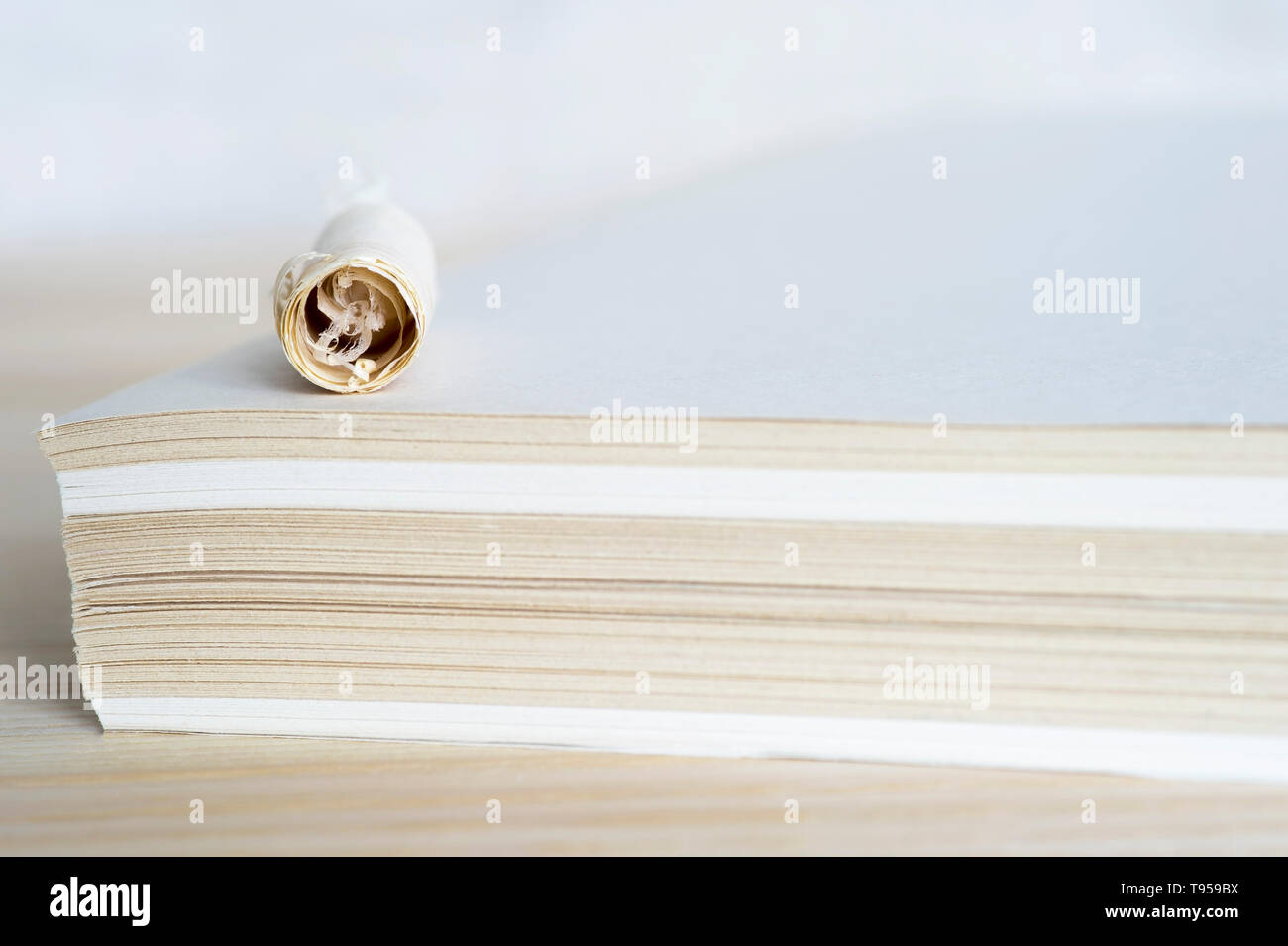 The stack sizing of paper with a symbol shaped chips of wood. The ...