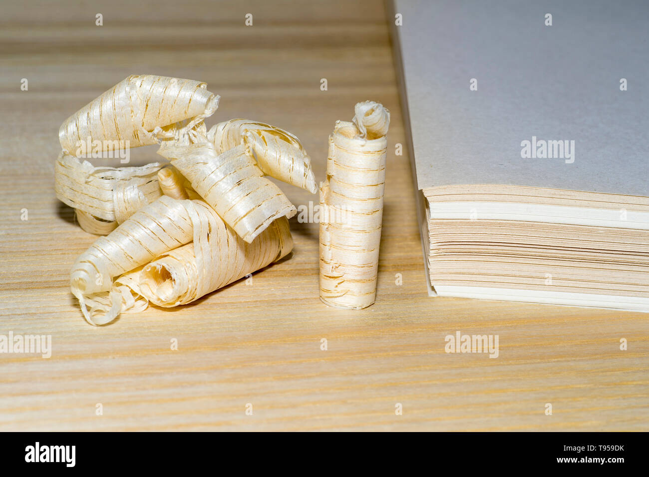 The stack sizing of paper with a symbol shaped chips of wood. The ...