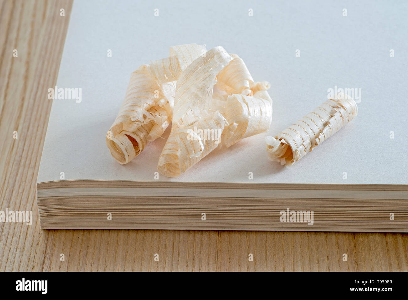 The stack sizing of paper with a symbol shaped chips of wood. The ...