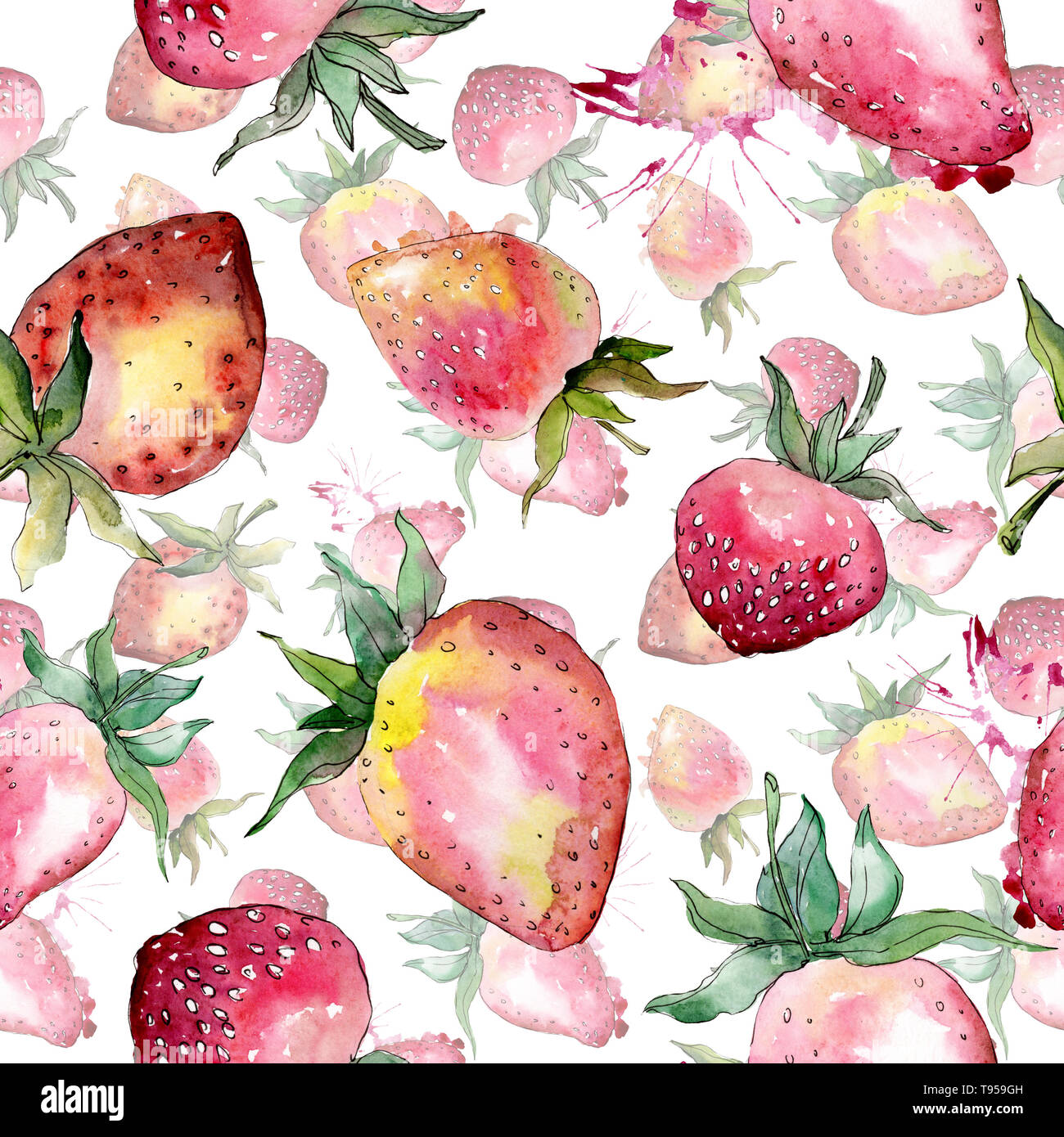 Strawberry healthy food. Watercolor background illustration set ...