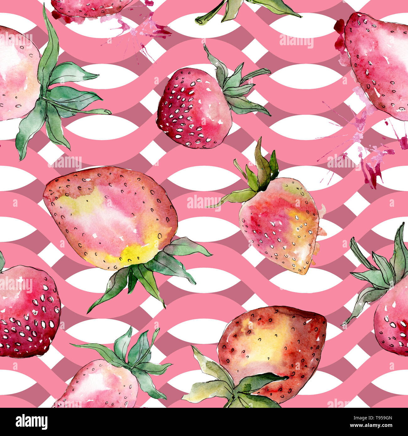 Strawberry healthy food. Watercolor background illustration set ...