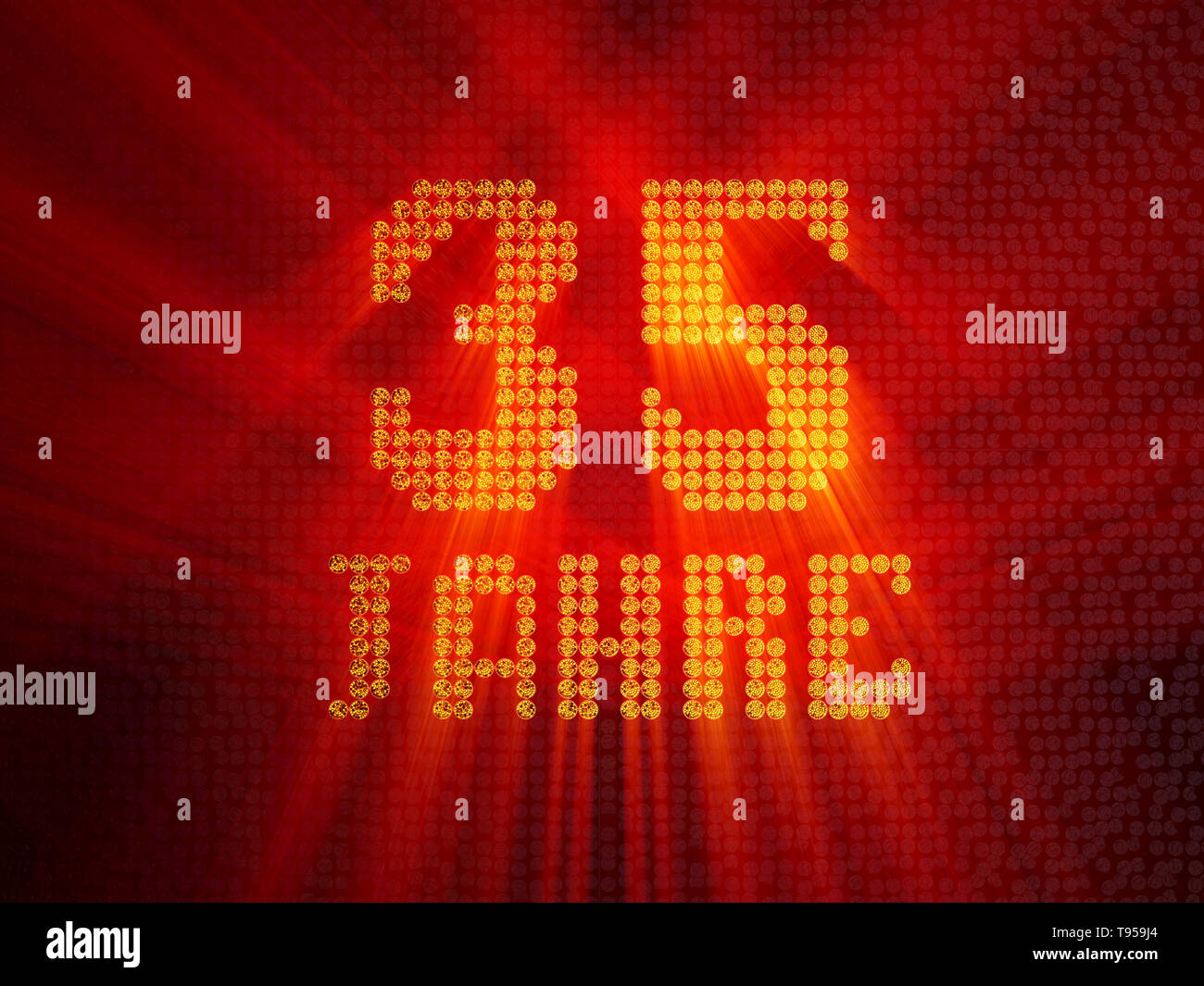 German golden number thirty-five years (number 35 years) dotted font ...