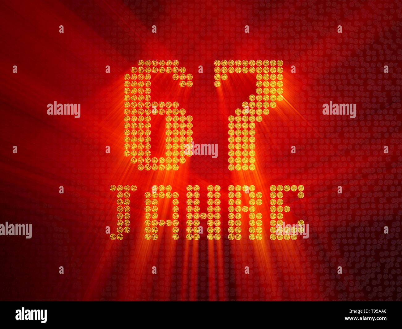 German golden number sixty-seven years (number 67 years) dotted font ...