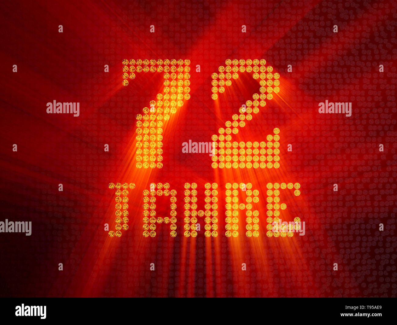 German golden number seventy-two years (number 72 years) dotted font ...