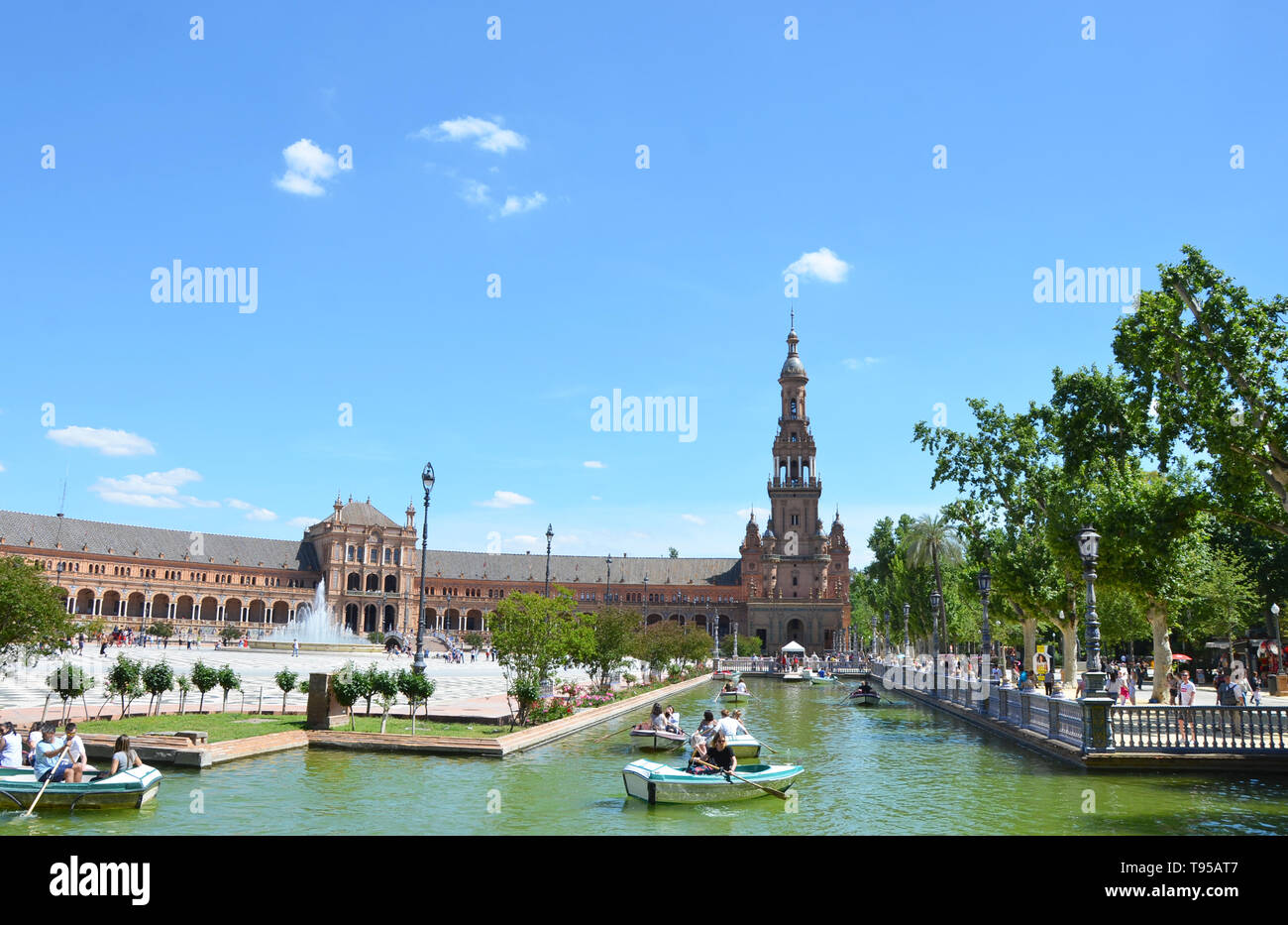 Boating at Plaza de Espana, Seville, Spain Stock Photo - Alamy
