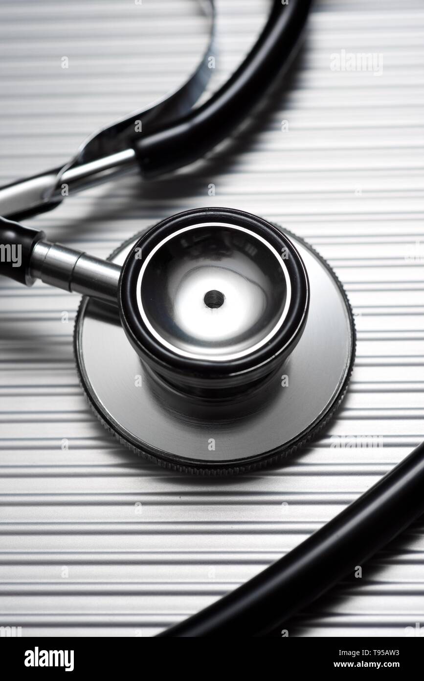 Stethoscope on a metal table Stock Photo - Alamy