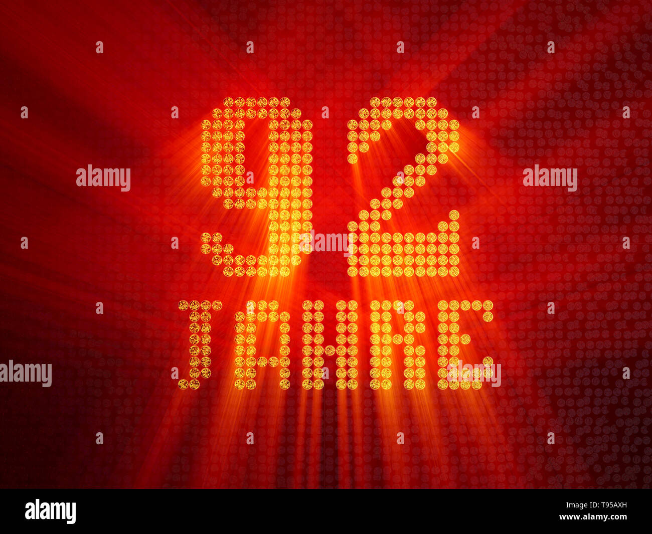 German golden number ninety-two years (number 92 years) dotted font ...